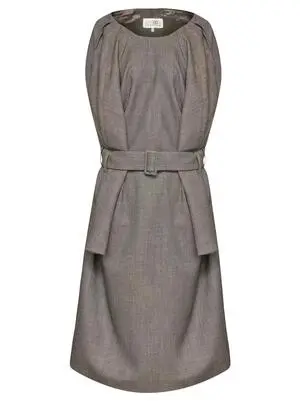 MAISON MARGIELA Virgin Wool Off-shoulder Dress - Grey