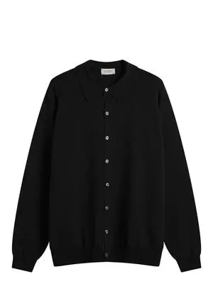 John Smedley Tibor Merino Wool Button Through - Black