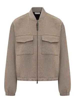 Brunello Cucinelli Wool Bomber Jacket - Beige