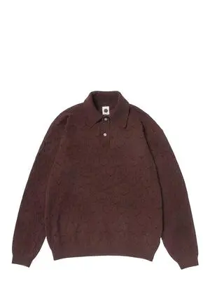 VOWELS Eyelet Polo In Brown - Dark Tobacco
