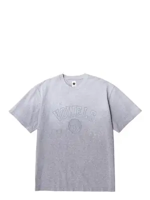 VOWELS Faded Collegiate Tee In Grey - Grey Heather