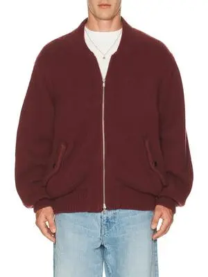 VOWELS Knitted Bomber Jacket - Madame Red