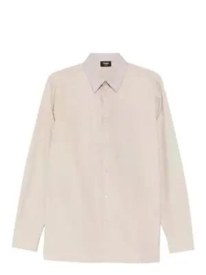 Fendi Striped-collar Cotton Shirt - Neutrals