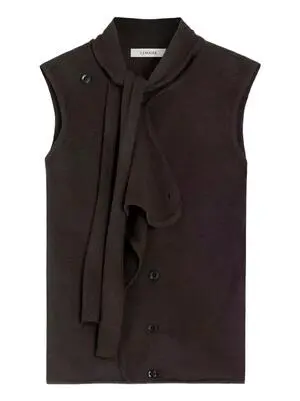 LEMAIRE Tie-neck Knitted Vest - Brown