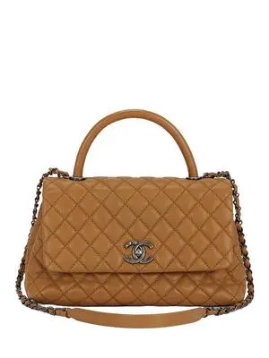 Chanel Caviar Coco Top Handle Bag - Camel