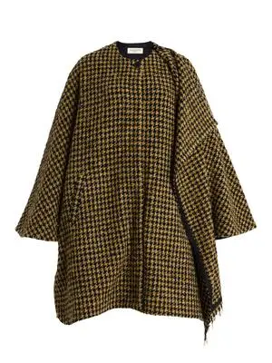 KALLMEYER Navi Houndstooth Wool-blend Cape Jacket - Gold
