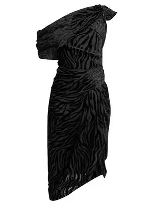 Isabel Marant Cyane Draped Velvet Burnout Midi Dress - Black
