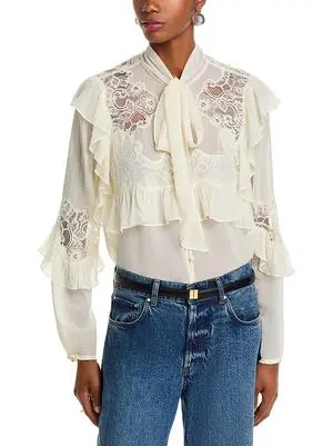 LoveShackFancy Farah Blouse - Ivory