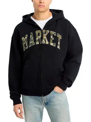 MARKET Camo Logo Zipper Hoodie - Pirate Black
