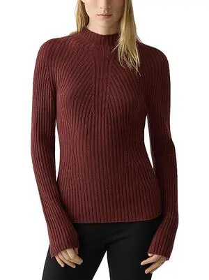 Theory Traveling Rib Mock Neck Cashmere Sweater - Oxblood Red