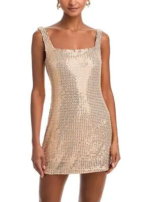 Ramy Brook Andrea Sequinned Mini Dress - Gold Beaded Mesh