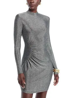 Ramy Brook Amarylis Metallic Mini Dress - Silver Knit