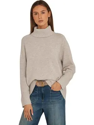 REISS Eliza Wool-cashmere Roll-neck Jumper - Oatmeal