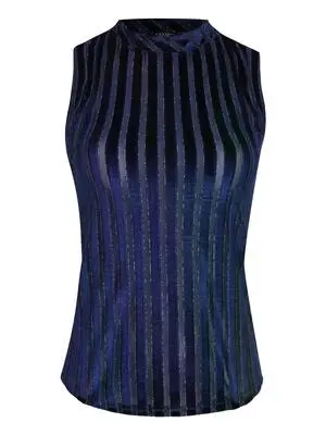 AMIR SLAMA Striped Mock-neck Top - Blue