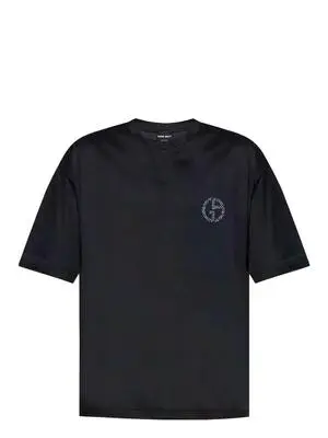 Giorgio Armani Logo-embroidered T-shirt - Black