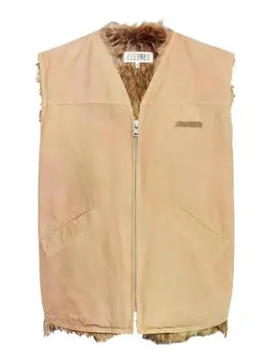 MAISON MARGIELA Faux Fur-trimmed Vest - Neutrals