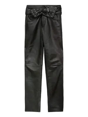 Isabel Marant Leather Chazia Trousers - Black