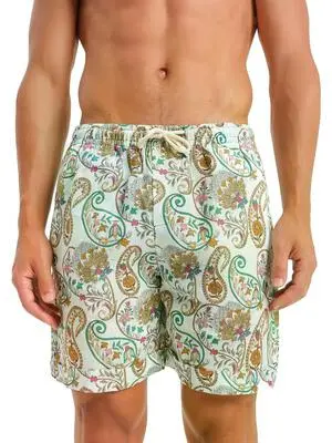 PENINSULA SWIMWEAR Paisley-print Drawstring Shorts - Grey