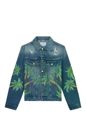 CASABLANCA Palm Tree-Print Denim Jacket