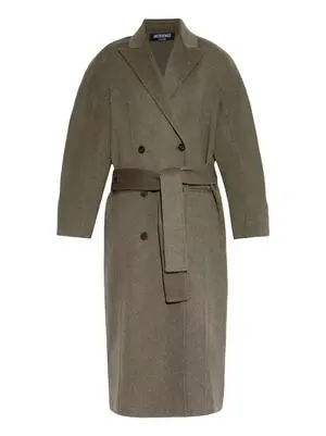 Jacquemus Virgin Wool Belted Coat - Green