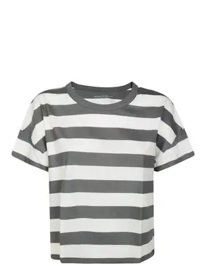 Majestic Filatures Striped Round Neck T-shirt - Grey