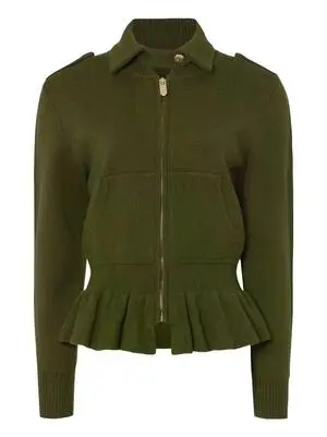 TEMPERLEY LONDON Ruffled Knit Napoleon Jacket - Pine Green