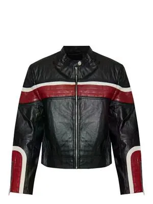GESTUZ Rose-embossed Zip Jacket - Black
