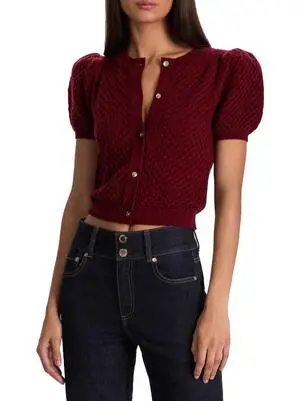 Alice + Olivia Sabine Puff Sleeve Cashmere Blend Sweater - Oxblood