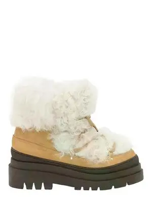YVES SALOMON Shearling Platform Boots - White