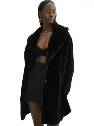 LAMARQUE Linnea Faux Fur Coat - Black