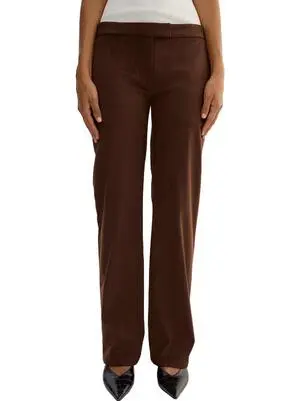 LAMARQUE Malachi Faux Suede Trousers Dark Brown
