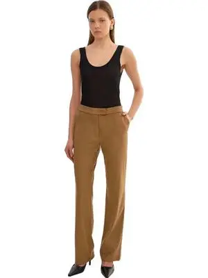LAMARQUE Malachi Faux Suede Trousers Maple