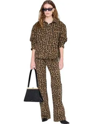 ANINE BING Paxton Shirt Black/brown Leopard