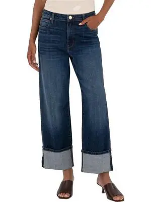Kut From The Kloth Sienna Cuffed Hem Wide Leg Jeans - Clarity