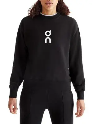 On Club Crewneck Cotton Blend Sweatshirt - Black