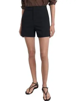 Mango High-Waisted Straight Leg Shorts Black