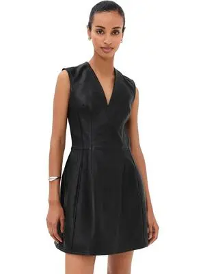 Simkhai Juliette Lambskin Mini Dress - Black