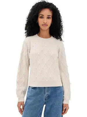 Splendid Pearl-embellished Knit Sweater - Pale Oak Hthr