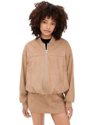 MADISON THE LABEL Deserae Faux Suede Jacket - Tan