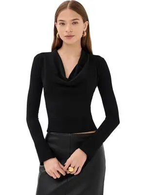 Simkhai Natia Cowl Neck Knit Top - Black