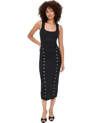 Fleur Du Mal Sleeveless Midi Dress With Side Snaps - Black