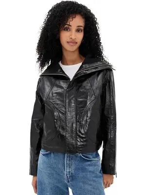 Ba&sh Bernie Leather Jacket - Ebene