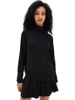 Susana Monaco Oversized Turtleneck Wool Sweater - Black