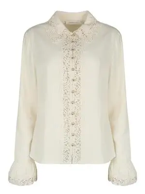 ZIMMERMANN Silk Blouse With Lace Trim