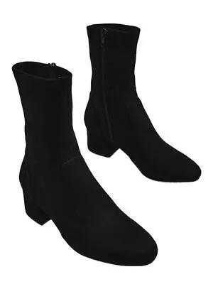 SILENT D Block-heel Ankle Boots - Black Suede