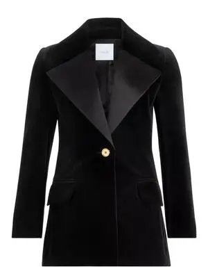 Patou Velvet Satin-lapel Blazer - Black