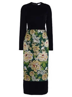 Carolina Herrera Velvet And Jacquard Midi Dress - Black