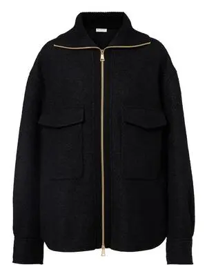 Moncler Bouclé Wool-blend Overshirt - Black