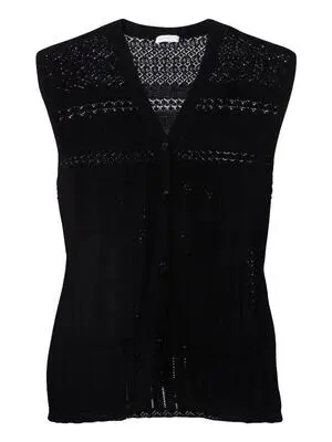 ERES Mixte Pointelle Wool And Cashmere Vest - Black