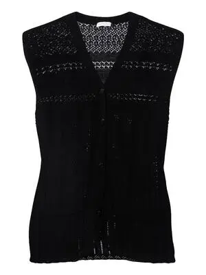 ERES Mixte Pointelle Wool And Cashmere Sweater Vest - Black
